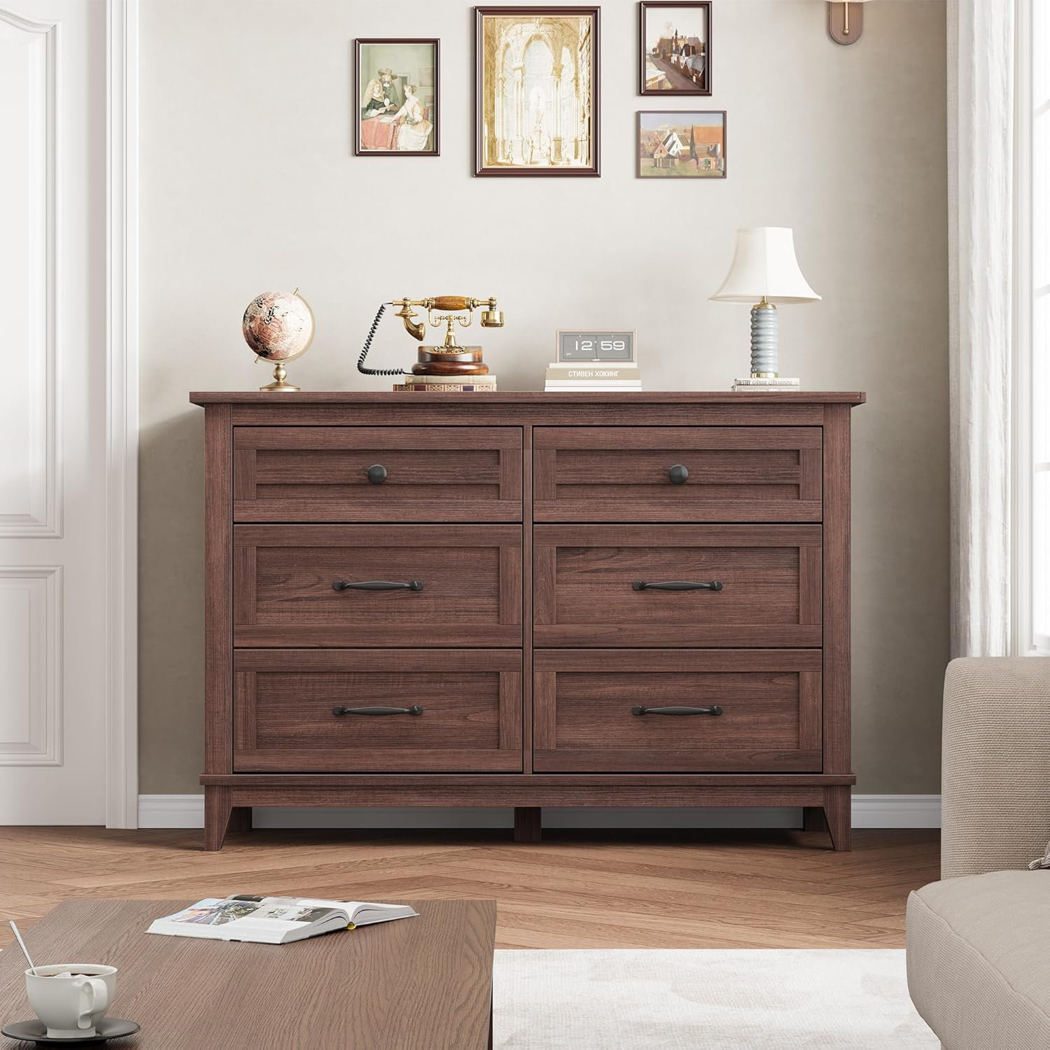 Winston Porter 6 Dresser For Bedroom, 47" Wide Drawer Dresser With Storage Freestanding, Wooden ...